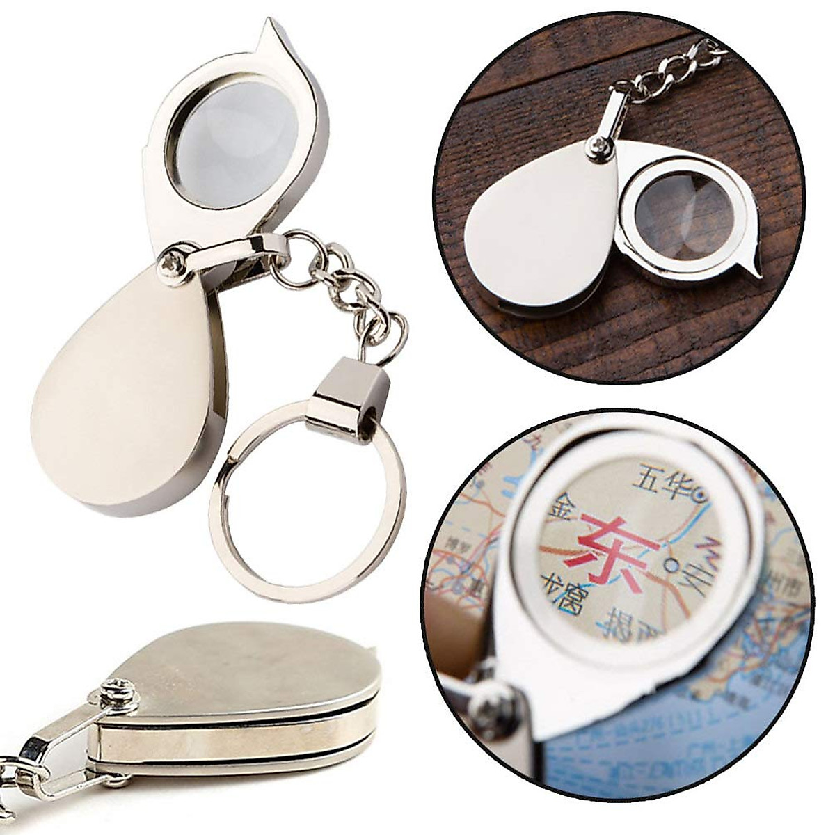 ARTIBETTER Magnifying Glass Keychain 15x Handheld Pocket Magnifier Small Folding Hand Held Magnifier for Reading Coins Hobby Travel