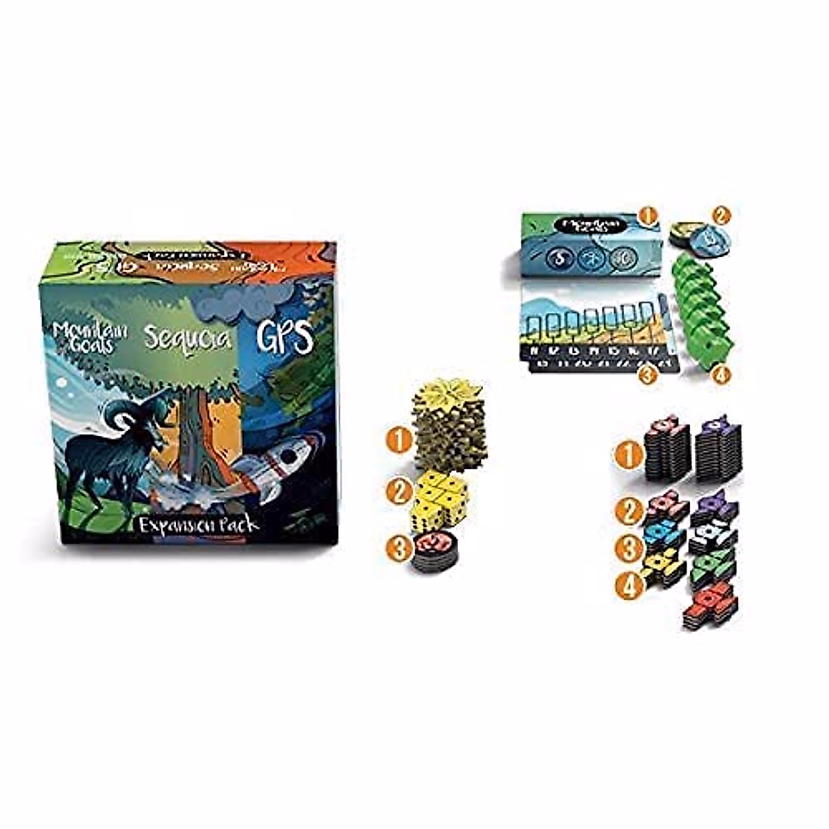 3 Small Games Plus Expansion Pack - Mountain Goats, Sequioa, GPS - Fast to Learn, Fast to Play - Family, Kid and Adult Games