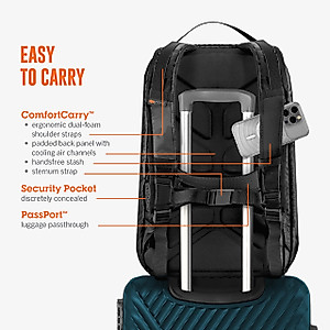 STM Dux 16L Premium Tech Backpack - Carry On Travel Laptop Backpack (Fits 15" Laptops) - Multi-Direction Cargo Access, Water Resistant & Luggage Passthrough - Black (stm-111-376P-01)