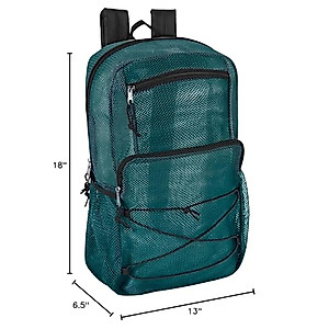 Deluxe See Through Mesh Backpack with Bungee Cord & Adjustable Padded Straps for Swimming, Travel (Green)