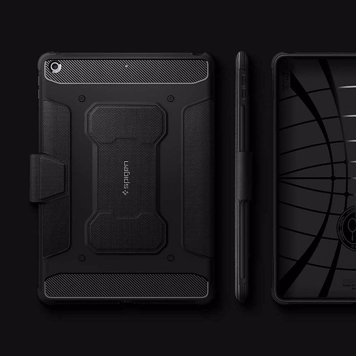 Spigen Rugged Armor Pro Designed for iPad 10.2 Case, iPad 9th Generation Case (2021) / iPad 8th Generation Case (2020) / iPad 7th Generation Case (2019) with Pencil Holder - Black