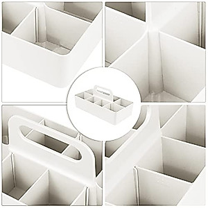 Baby Shower Caddy Plastic Nursery Portable Storage Organizer Caddy Tote for Child/Kids, Divided Basket Bin with Plastic Handle for Bathroom, Dorm Room, Holds Hand Soap, Bottles, Spoons (Beige)