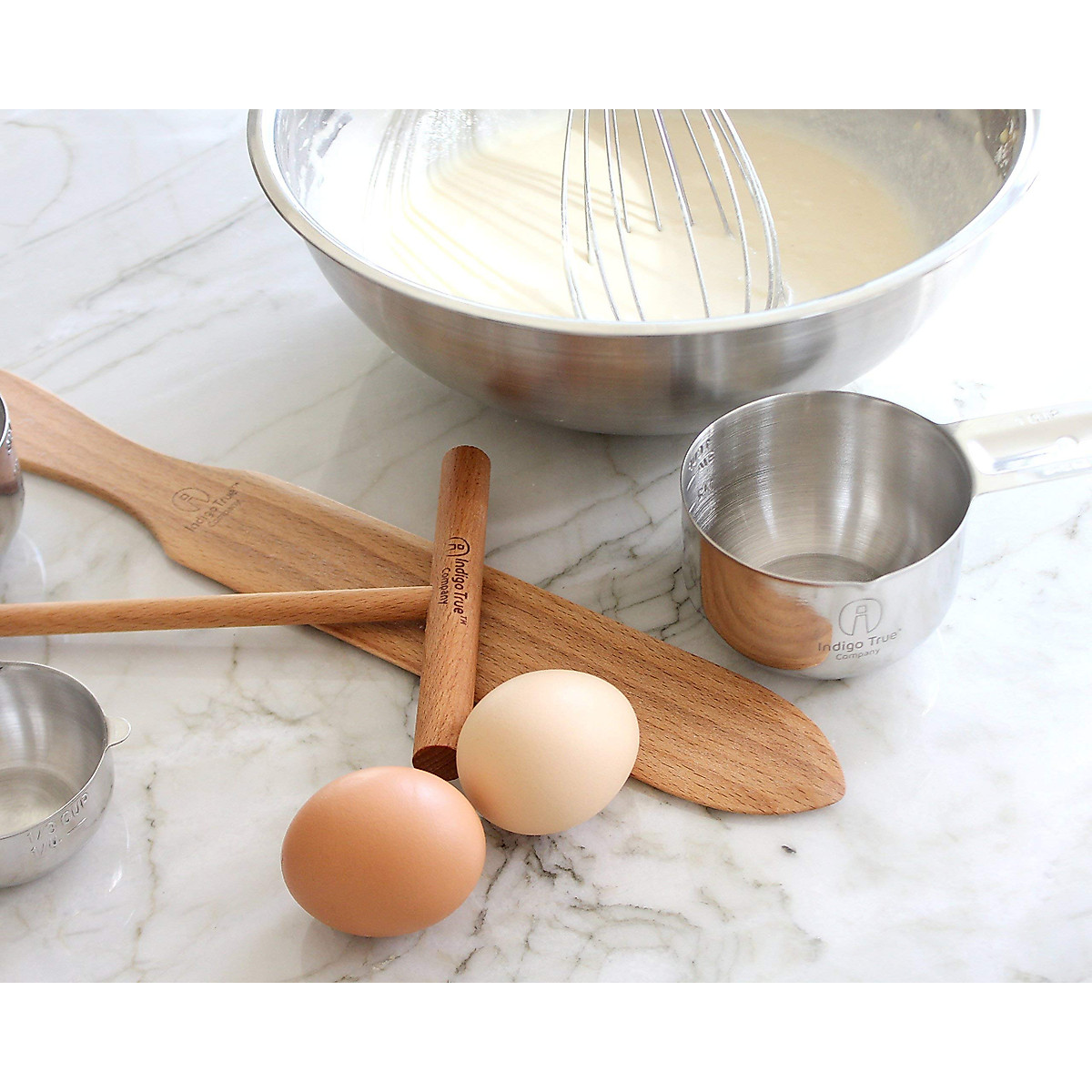 The ORIGINAL Crepe Spreader and Spatula Kit - 2 Piece Set (5” Spreader and 14” Spatula) Convenient Size to Fit Medium Crepe Pan Maker | All Natural Beechwood Construction only From Indigo True Company