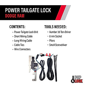 Pop & Lock PL8340 Power Tailgate Lock for Dodge Ram Models 1500, 2500, and 3500