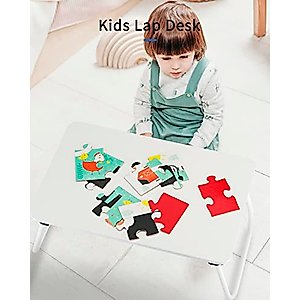 Folding Lap Desk, Ruxury Laptop Stand Bed, Breakfast Serving Tray, Portable & Lightweight Mini Table, Lap Tablet Desk for Sofa Couch Floor - White