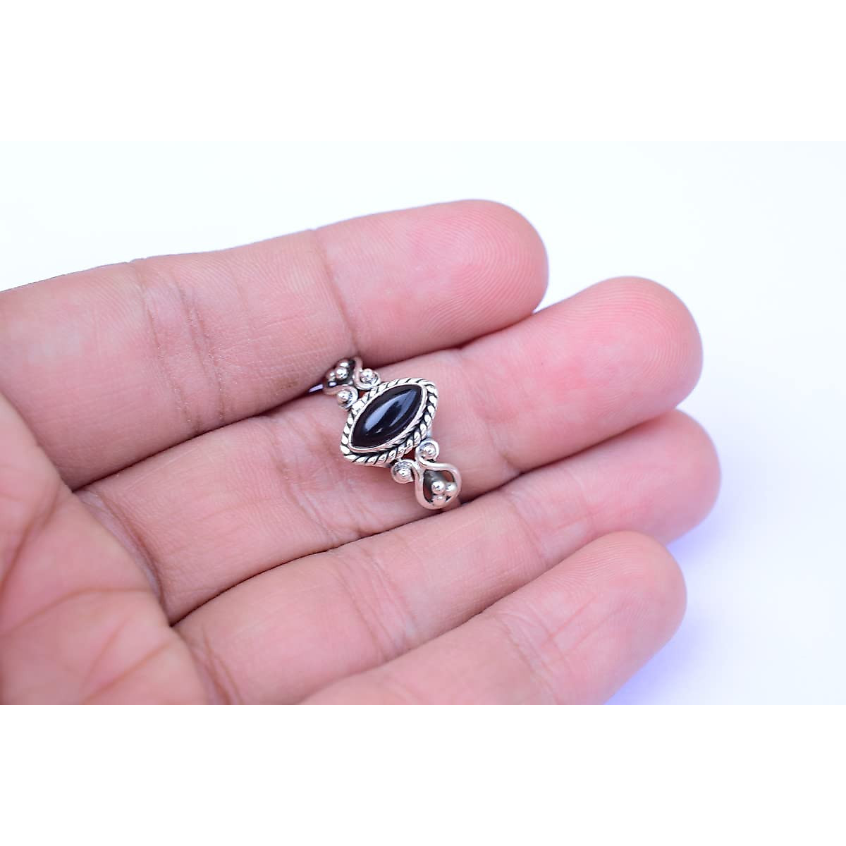 Black Onyx Stone Ring, 925 Sterling Silver Statement Ring For Women, Handmade Ring Gemstone Promise Ring for Birthday Christmas Gift For Her Ring Size US 7