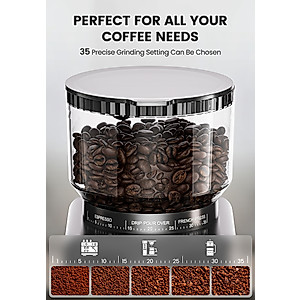 Gevi Espresso Machine 20 Bar High Pressure,Compact Espresso Maker with Milk Frother Steam Wand, Burr Coffee Grinder, Adjustable Burr Mill with 35 Precise Grind Settings, Electric Coffee Grinder