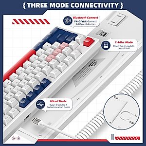 ZIYOU LANG Wireless Gaming Mechanical Keyboard，RGB Backlit 87 Keys Hot Swappable Custom Keyboard, Gasket Structure Triple Mode 2.4Ghz/BT 5.0/Wired Rechargeable Keyboard, Red Switch
