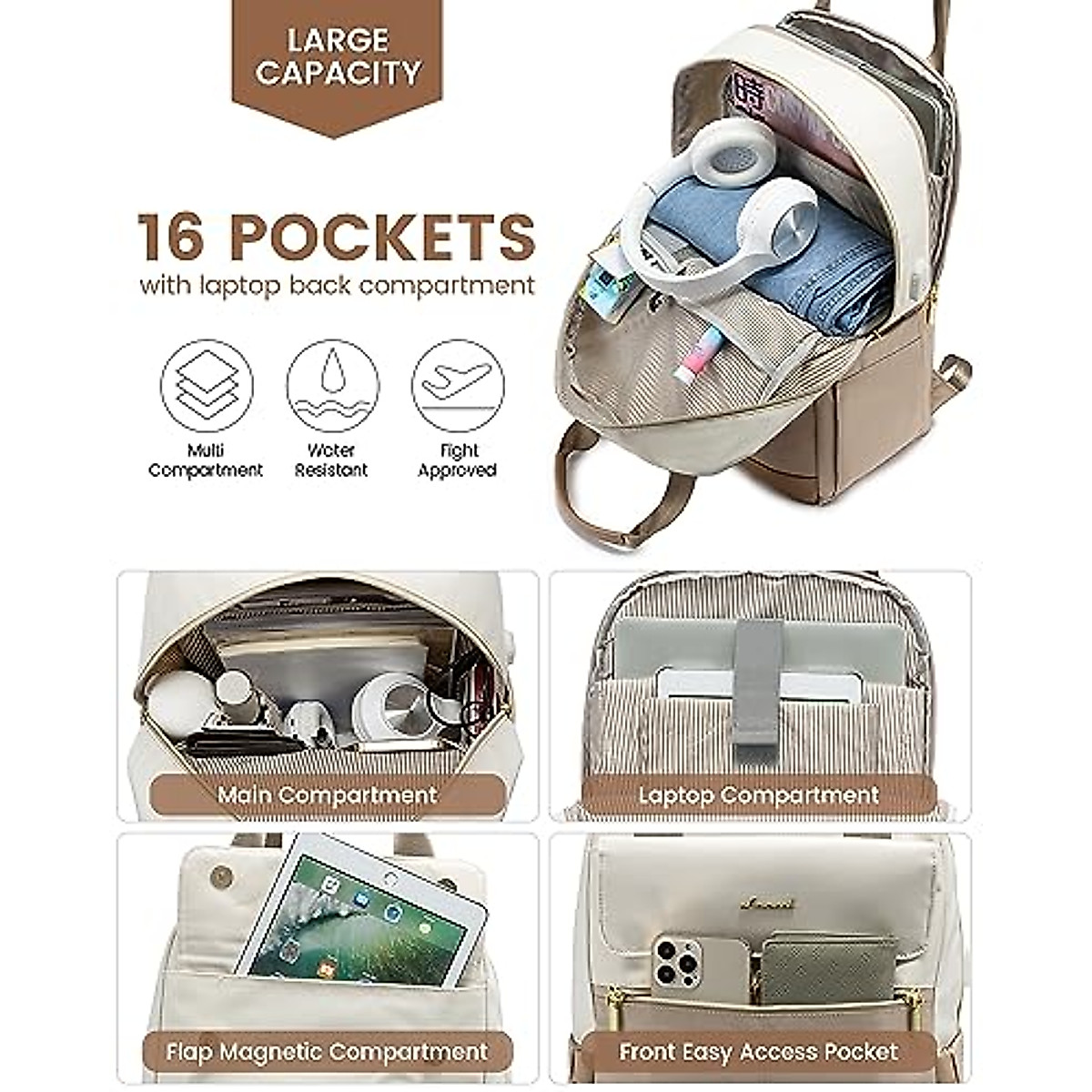 LOVEVOOK Laptop Backpack for Women, Cute Laptop Bag with USB Port, Waterproof Travel Work Backpack Purse, Anti-Theft College Backpacks Casual Computer Daypack Nurse Teacher Bag