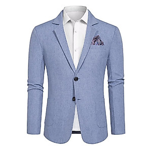 Men's Blazer Sport Coats Casual 2 Button Notched Lapel Lightweight Suit Jackets for Daily Wedding Prom Carolina Blue