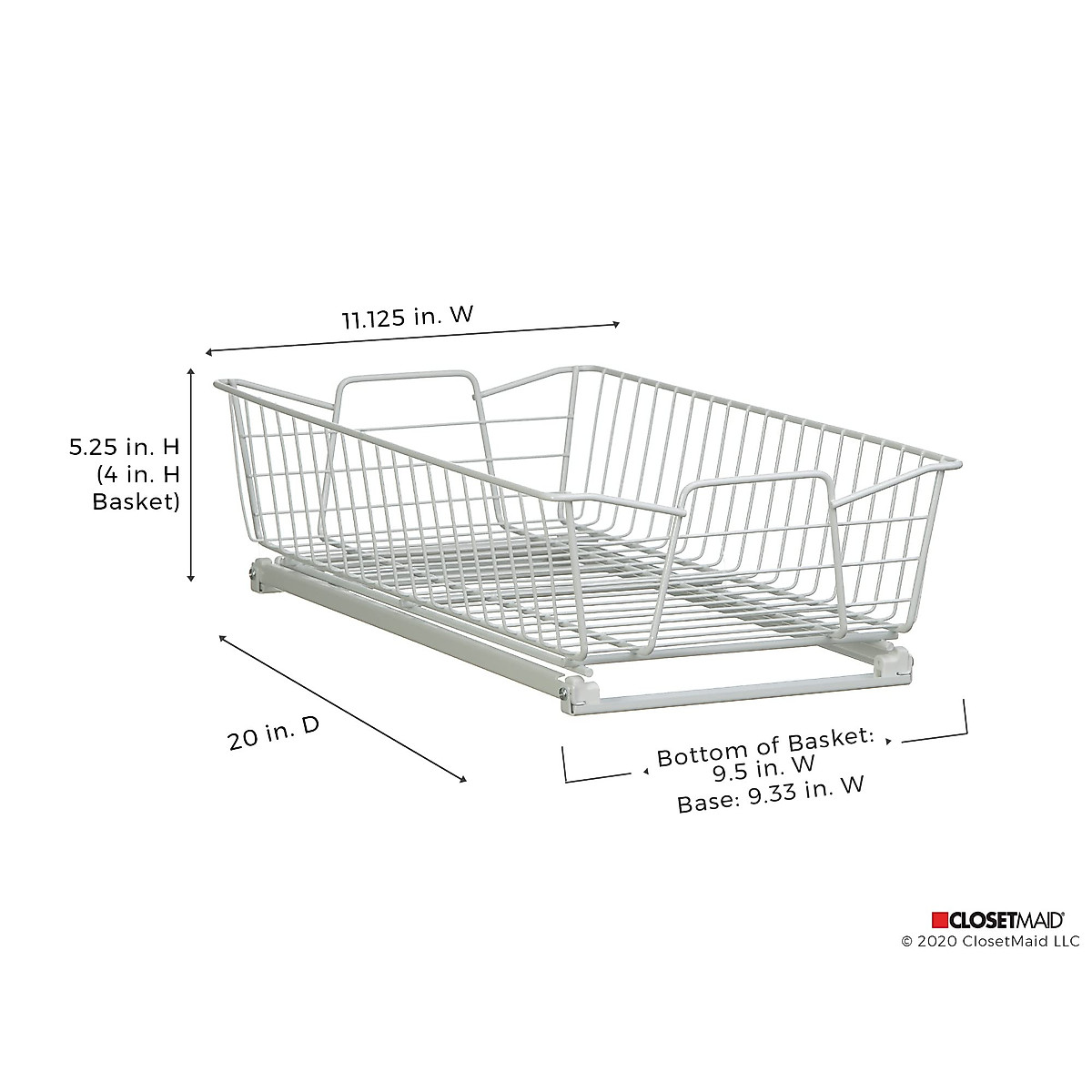 ClosetMaid 11 in. Pull Out Cabinet Organizer Heavy Duty, Slide Out Pantry Shelves Drawers for Kitchen, Bathroom, White, Inch One Tier