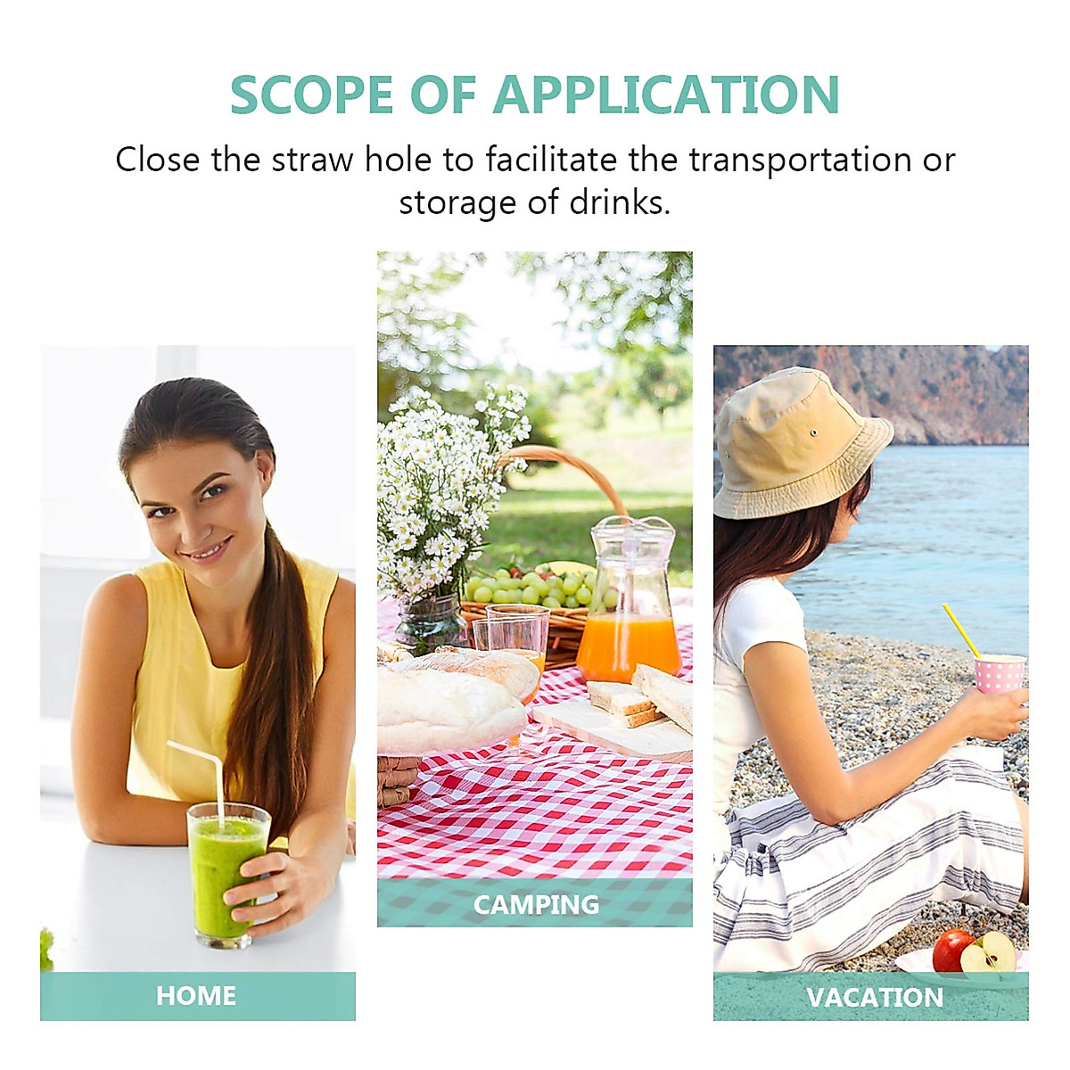 6 Pcs Straw Covers Reusable Silicone Straw Toppers Drinking Straw Tips Lids for 6-8 mm Straws