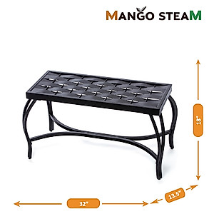 Mango Steam Free Standing Patio Garden Weave Bench, Metal Charcoal Black