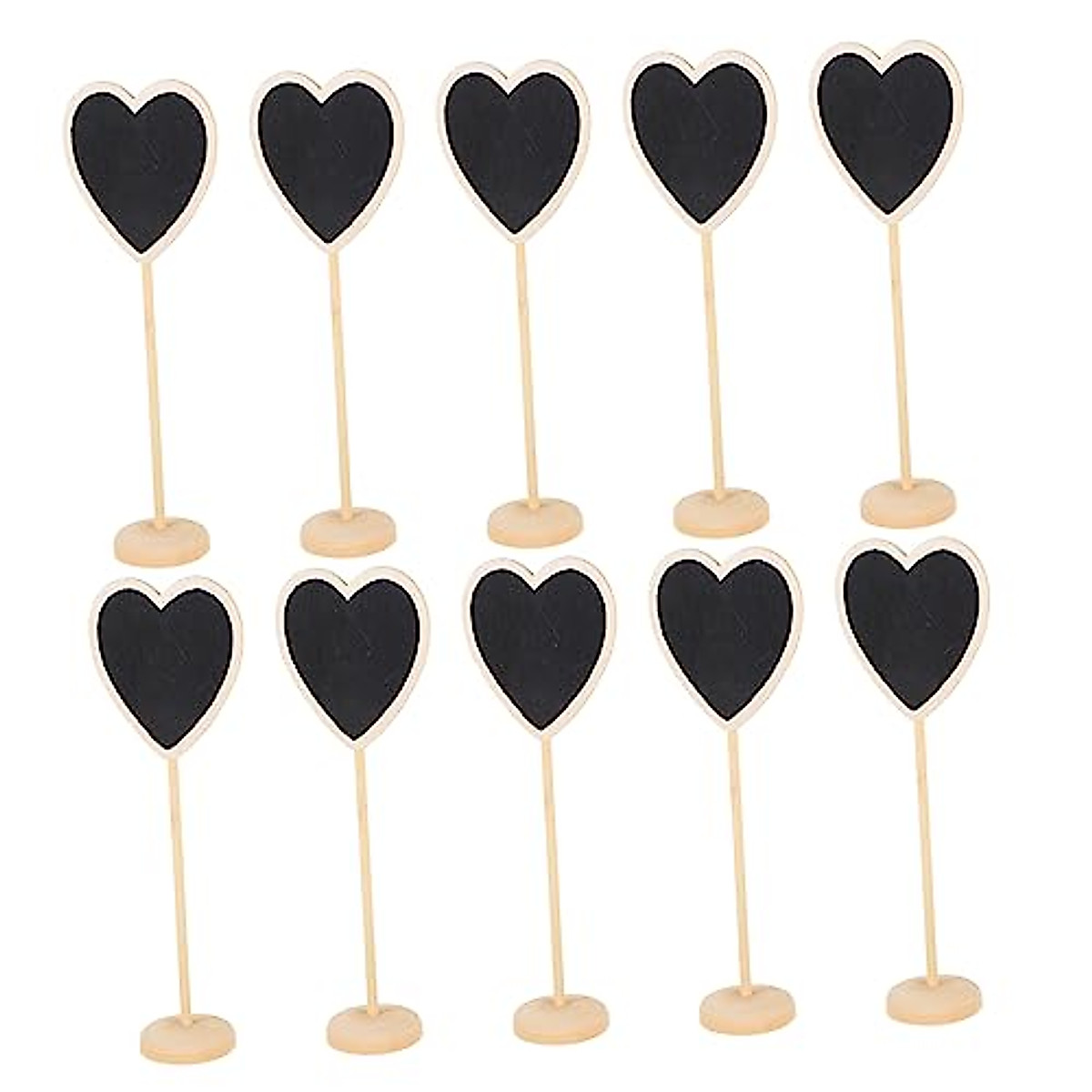 STOBOK 50 Pcs Message Board Wooden Blackboards Heart Chalkboard Chalk Board Name Plates Chalk Boards for Tables Mini Blackboard Sign Removable Name Heart Plates Memorandum Detachable