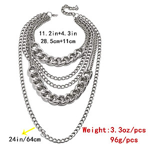 CIBIRICH Chunky Necklaces for women Punk Chain Silver Statement Collar Necklace