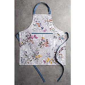 Maison d' Hermine Apron 100% Cotton 1 Piece Adjustable Neck Strap Apron with Center Pocket & Long Ties for Mothers Day Gifts, Chef, Women & Men, Equinoxe (Grey) - Thanksgiving/Christmas(27.50"x31.50")