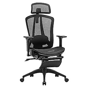 HOMESTOOL Office Chair Ergonomic Desk Chair with 2-axis Adjustable Lumbar Support, Carbon Fabric Mesh Chair PC Computer Chair High Back Office Chair with Waterfall Seat 330lbs Capacity Black