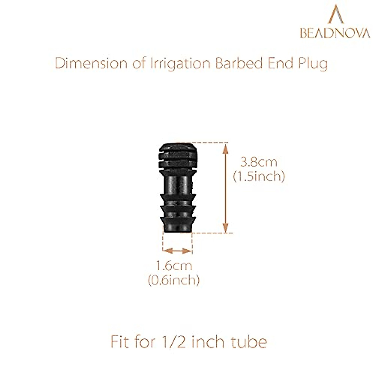 BEADNOVA Drip Irrigation Parts 10 Pcs 1/2 Inch Barbed End Plugs Goof Plugs Drip Irrigation Fittings Drip Line Connectors for 1/2 Inch Irrigation Tubing Garden Watering System (10pcs)