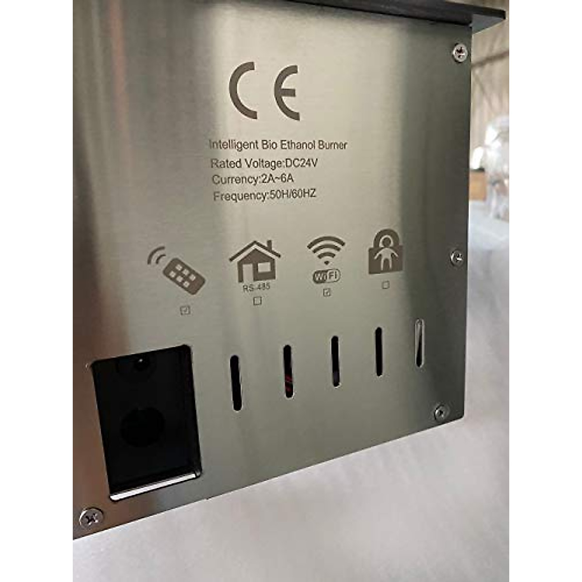 Remote Control Fireplace 180 cm 72'' Black WiFi Google Alexa 20L Bio Ethanol Burner Insert