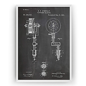 Magic Posters Tattoo Machine 1891 Patent Print - Tattooist Artist Studio Poster Giclee Art Wall Decor Vintage Blueprint Gift - Frame Not Included