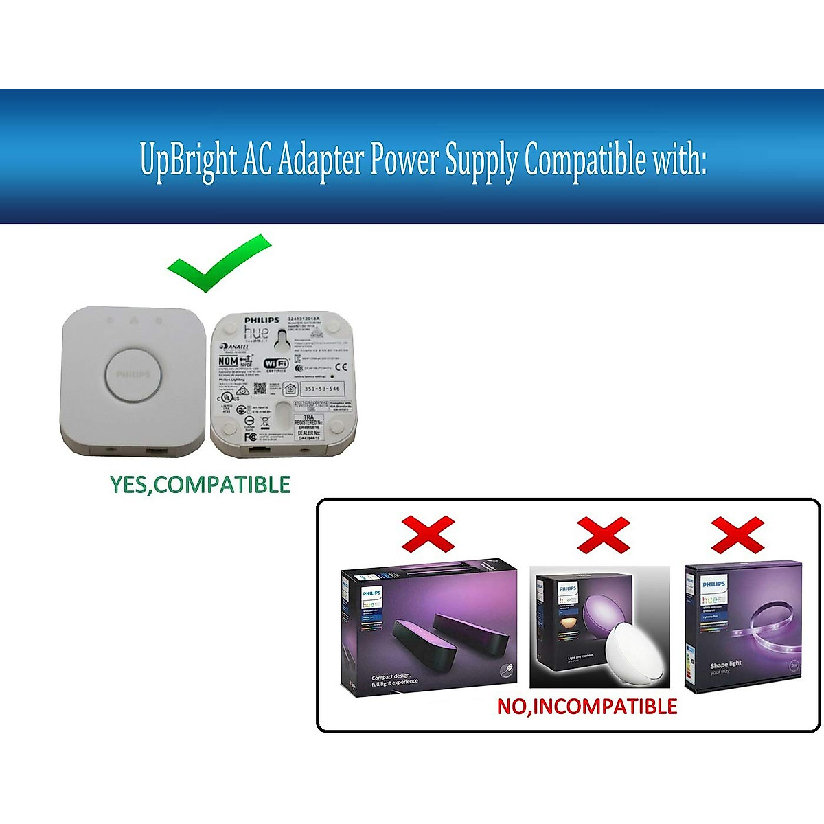UpBright 5V AC/DC Adapter Compatible with Philips Hue Bridge Hub 2.0 2.1 3241312018A 1st 2nd Gen CE0979 458471 464479 S003PU0500060 S005BMM0500100 APD WB-10E05R SBD7000 AD300/37 Power Supply Charger