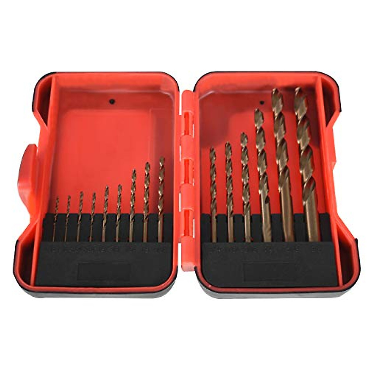 15Pcs Cobalt Drill Bit Set, M35 Jobber Length Twist Drill Bits, Fit for Drilling in Hard Metal 1/16-3/8 Inch