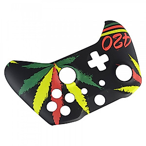 eXtremeRate Weeds Patterned Front Housing Shell Faceplate for Xbox One Wireless Controller Model 1708, Soft Touch Relacemet Cover for Xbox One S/X Controller - Controller NOT Included
