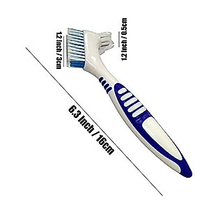 KISEER 2 Pack Denture Bath Case Cup Box Holder Storage Container with Denture Cleaner Brush Strainer Basket for Travel Cleaning (Light Blue and Blue)