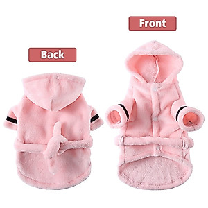 Dog Bathrobe, Adjustable Soft Dog Robe Quick Drying Pet Bath Towel for Cat Small Medium Dogs Pink