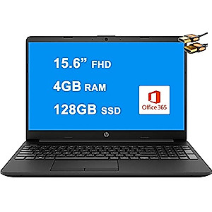 HP Flagship 15 Laptop 15.6” Diagonal FHD IPS Display Intel Celeron N4020 Processor 4GB RAM 128GB SSD Intel UHD Graphics 600 USB-C Office365 WIFI5 Webcam Bluetooth Win10 Black (Renewed)