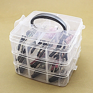 Clear Adjustable Jewelry Bead Sewing Organizer Box Storage Transparent Container Case (18 Compartments)