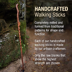 Brazos Handcrafted Wood Walking Stick, Twisted Oak, Ergonomic Style Handle, for Men & Women, Made in the USA, Tan, 48"