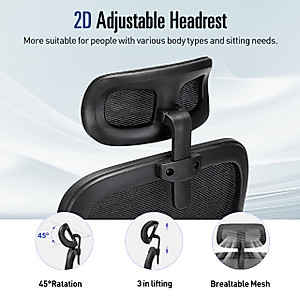 SOMEET Ergonomic Mesh Office Chair Big and Tall, Oversized Adjustable Headrest and 3D Armrests Executive High Back Desk Chair, Multifunctional Swivel Computer Task Chair with Lumbar Support, Black