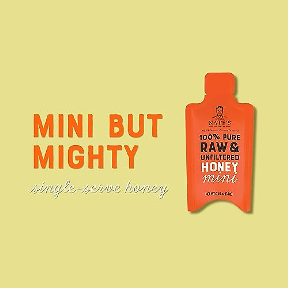 Nate's Honey Minis - Single-Serve 100% Pure, Raw & Unfiltered Honey – 0.49oz Packets, 20ct box