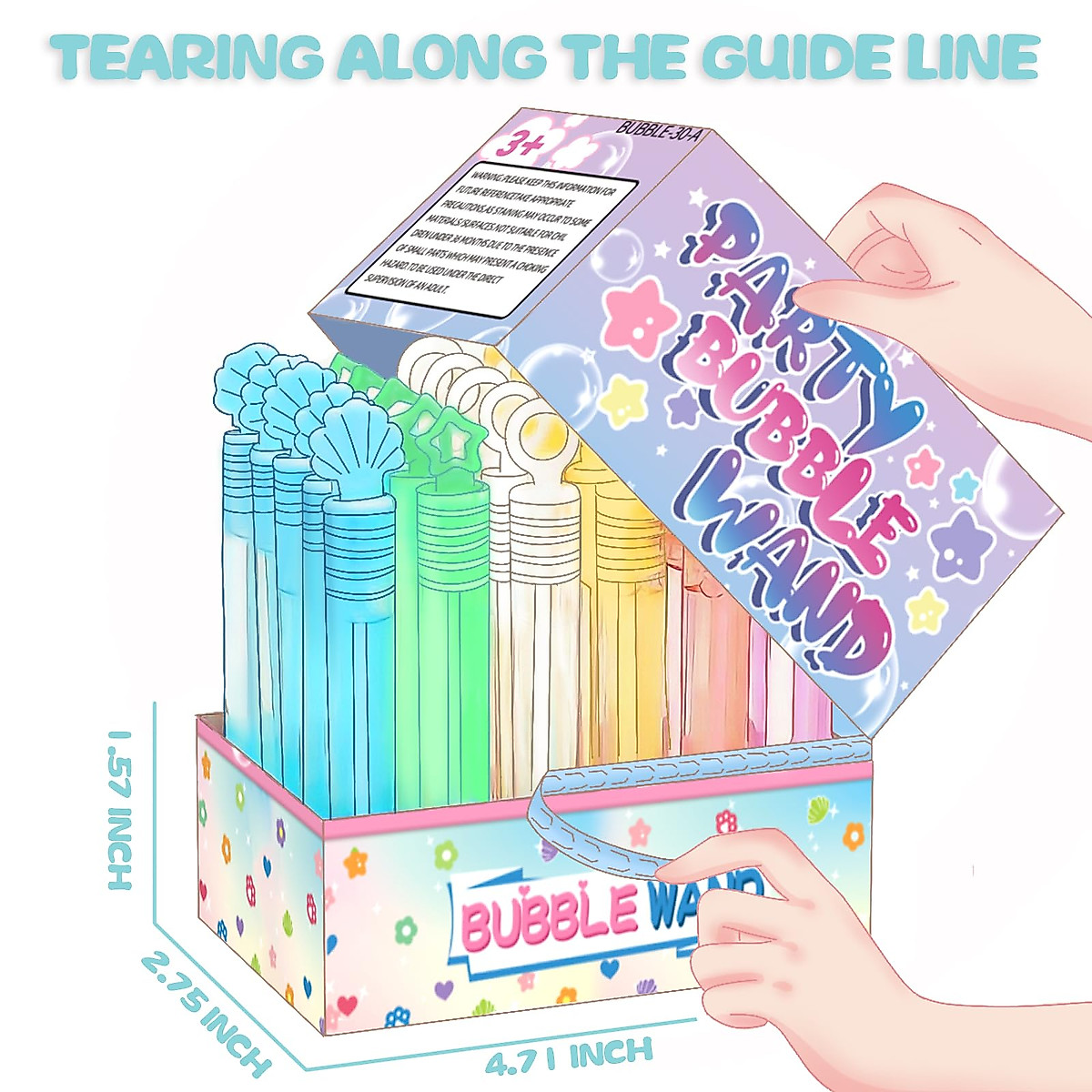 Bubble Party Favors for Kid, 30 Pack Mini Bubbles Bulk with Display Box, Pastel Bubble Wand Sticks Toy for Party Supplies, Birthday, Wedding Decorations, Goody Bag Fillers Stuffers, Carnival Prizes