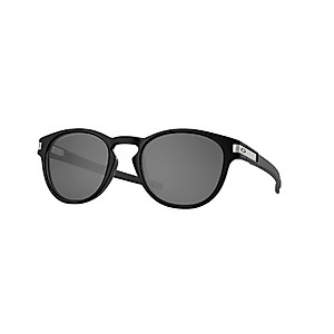 Oakley Men's Oo9349 Latch Low Bridge Fit Round Sunglasses, Matte Black Ink/Prizm Black Polarized, 53 mm