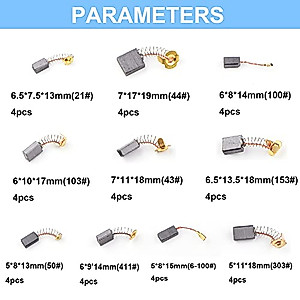 40Pcs Electric Motor Carbon Brushes Assortment 10 Different Sizes for Replacement Power Tool Part Repair