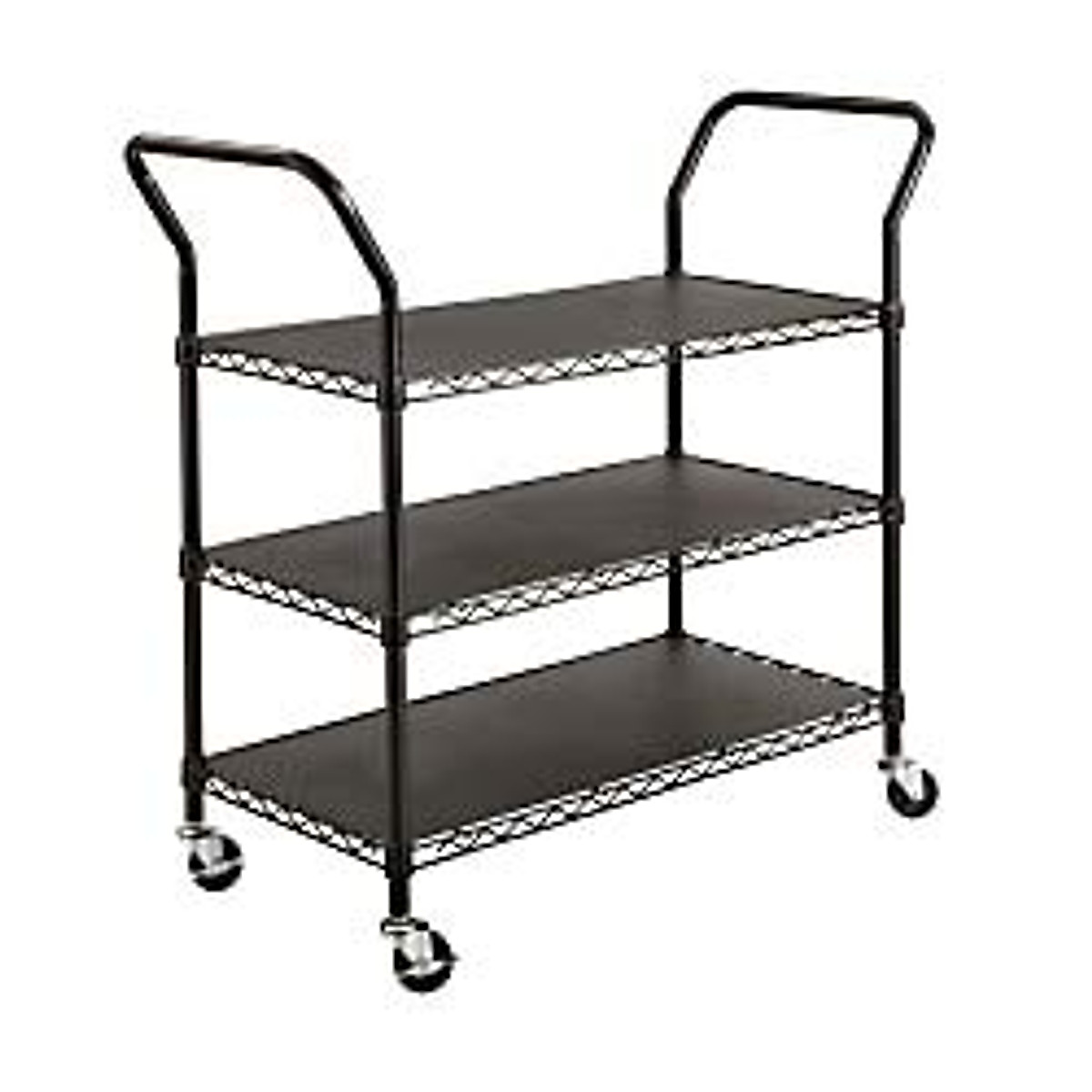 Safco Products 5338BL Wire Utility Cart With 3 Shelves, Rated Up To 600 lbs., Black