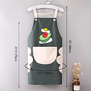 2 Pack Kitchen Cooking Aprons, Waterproof Bib with Large Pockets Hand Wipe Aprons，Adjustable Bib Soft Chef Apron，for Women Men Chef Coveralls Crafting BBQ (Lemon Blue Egg Green Grey)