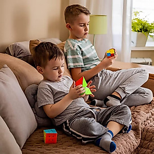 Speed Cube Set, Jurnwey Stickerless Magic Cube Set of 2x2x2 3x3x3 Pyramid Frosted Puzzle Cube