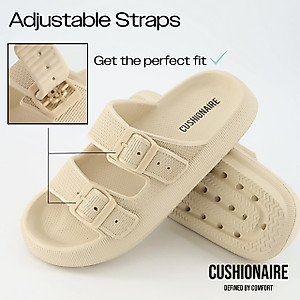 CUSHIONAIRE Women's Fame recovery cloud slide sandals with +Comfort, White 8