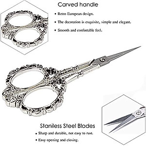 BIHRTC Vintage European Style Plum Blossom Scissors for Embroidery, Sewing, Craft, Art Work & Everyday Use (Silver)