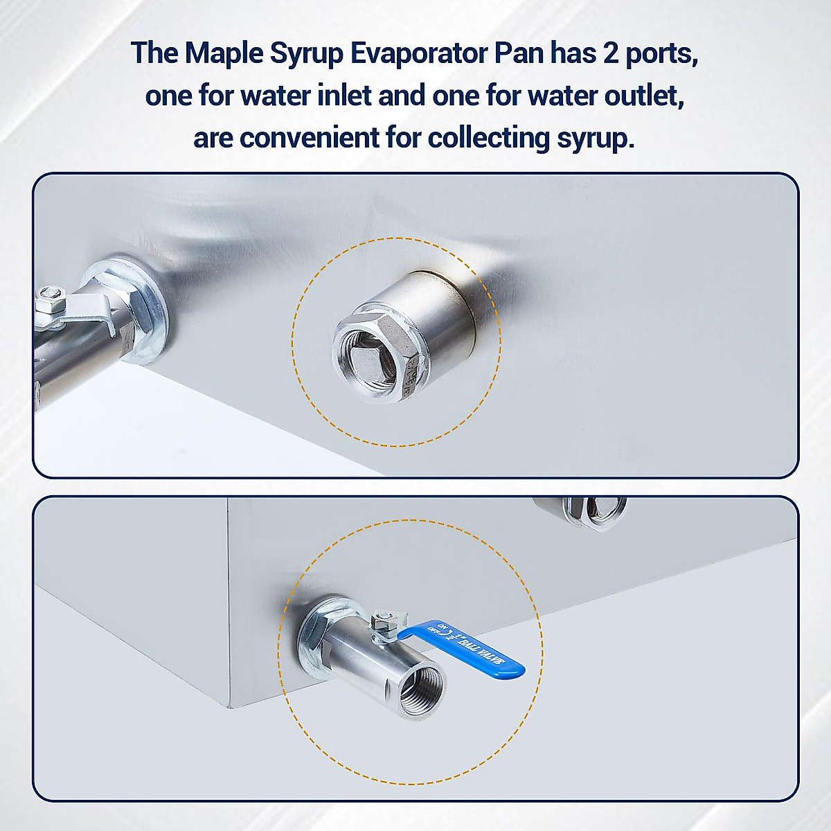 JustSmart Maple Syrup Evaporator Pan 24 * 24 * 9.4 Inch Stainless Steel Maple Syrup Boiling Pan with Valve for Boiling Maple Syrup
