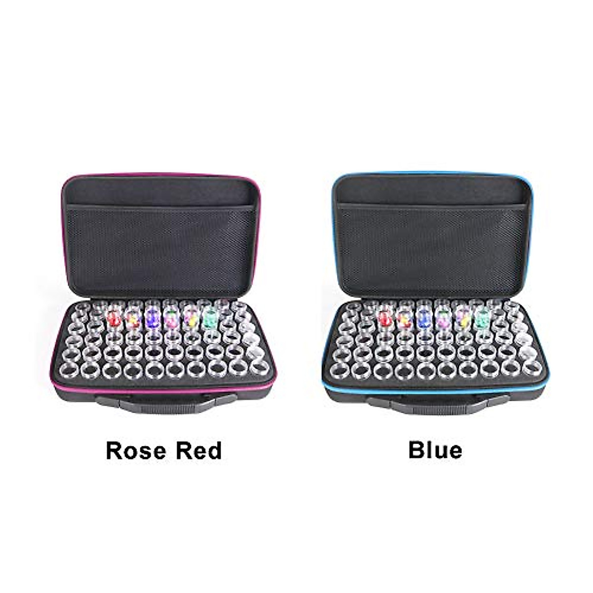 EVA Storage Box 60 Slot Diamond Painting Storage Case Tool Diamond Painting Bag Beads Organizer Accessories 60 Grids Shockproof High Capacity Hand Bag Zipper Design(Blue)