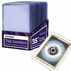 /CARD·DICT 50ct Top Loaders Compatible with Pokemon Trading Card 35pt 3” x 4“ Rigid Sports Cards Protectors, Hard Plastic Sleeves Toploader for MTG, Yugioh, Baseball, Sports Game Trading Card