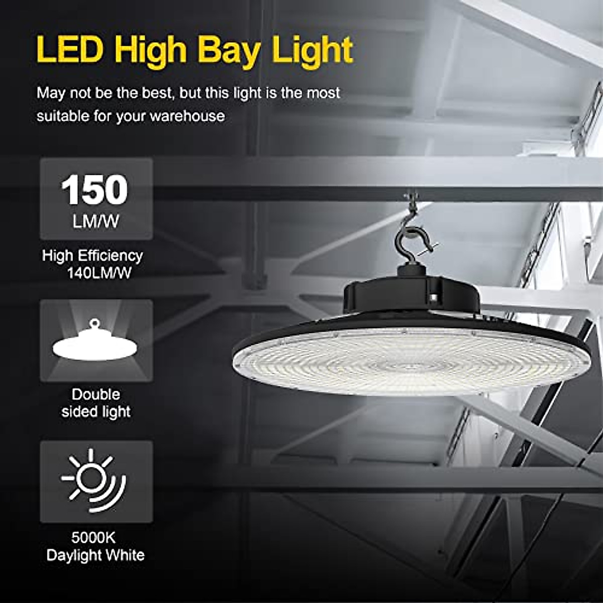 UFO LED High Bay Light 240W 36,000LM AC100-277V Up and Down Lighting 0-10V Dimmable 5000K Daylight Low Bay LED Lights UL/DLC Listed 6' Cable Alternative to 1000W MH/HPS for Garage Factory Warehouse