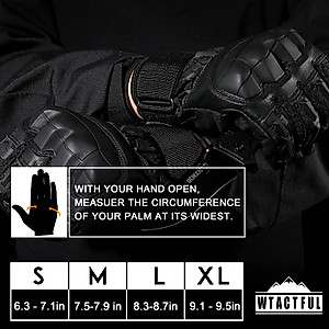WTACTFUL Touch Screen Motorcycle Tactical Gloves for Men Airsoft Paintball Gear MTB Bike Cycling Cross-Country Motorbike ATV Hunting Hiking Riding Driving Work Outdoor Full Finger Gloves S Black
