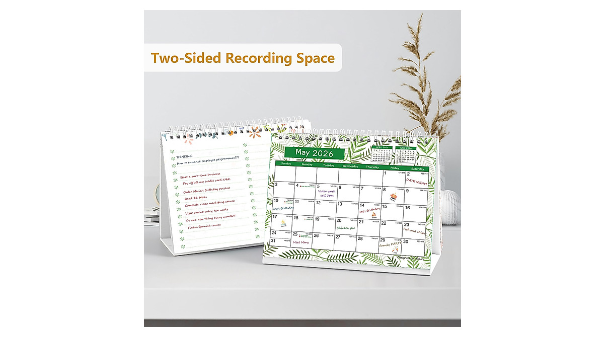 Desk Calendar 2023-2024 | Monthly Flip Calendar with Stickers