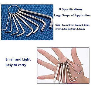 Lamdo Allen Wrench Hex Key Set -Set Sizes 1.5-6mm - Pure steel (8 WRENCHES - INDUSTRIAL GRADE) (silver)