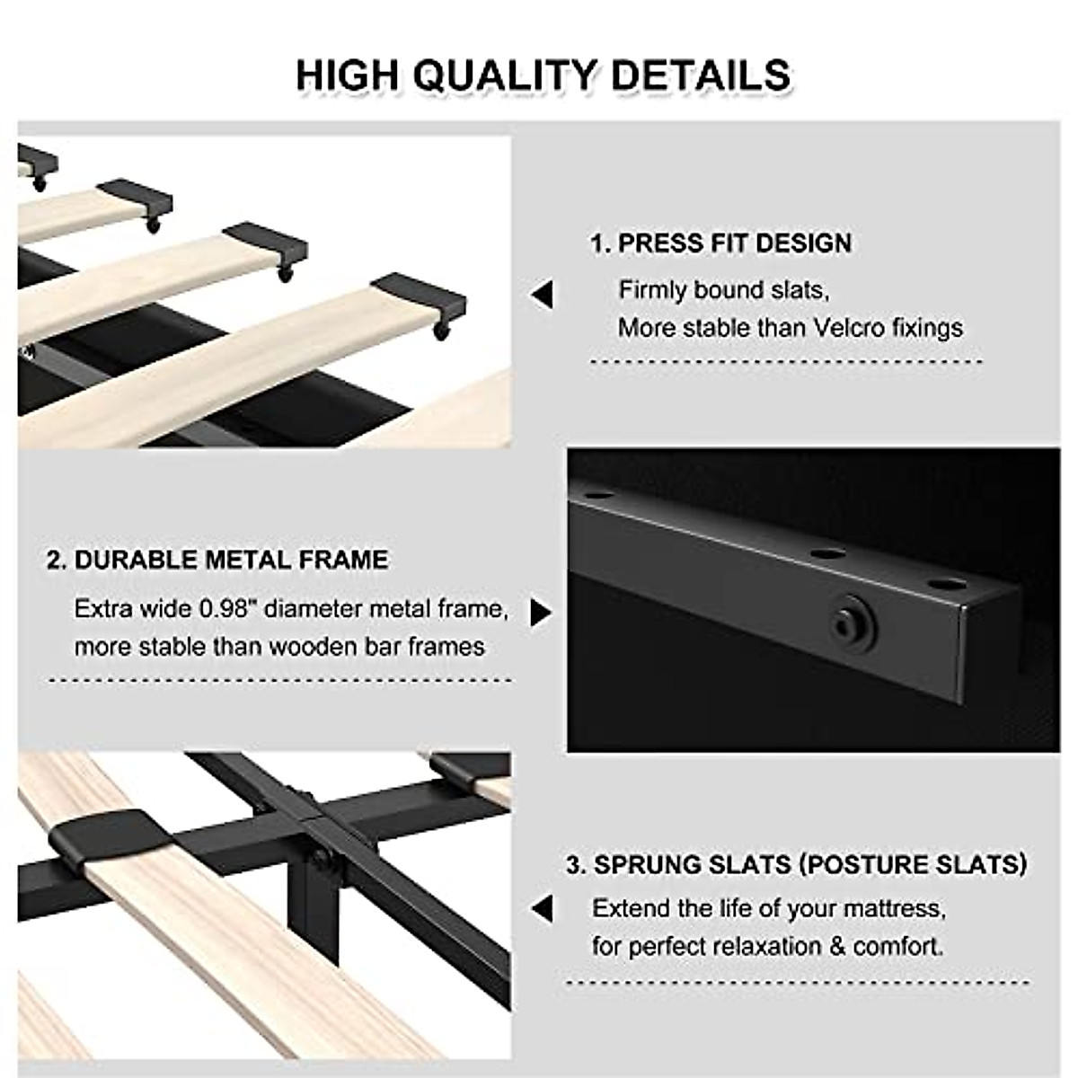 Flolinda Queen Size Bed Frame and Headboard, Velvet Upholstered Tufted Bed Frame Queen, Heavy Duty Metal Mattress Foundation with Sprung Slats, Queen Bed Frame No Box Spring Needed, Easy Assembly